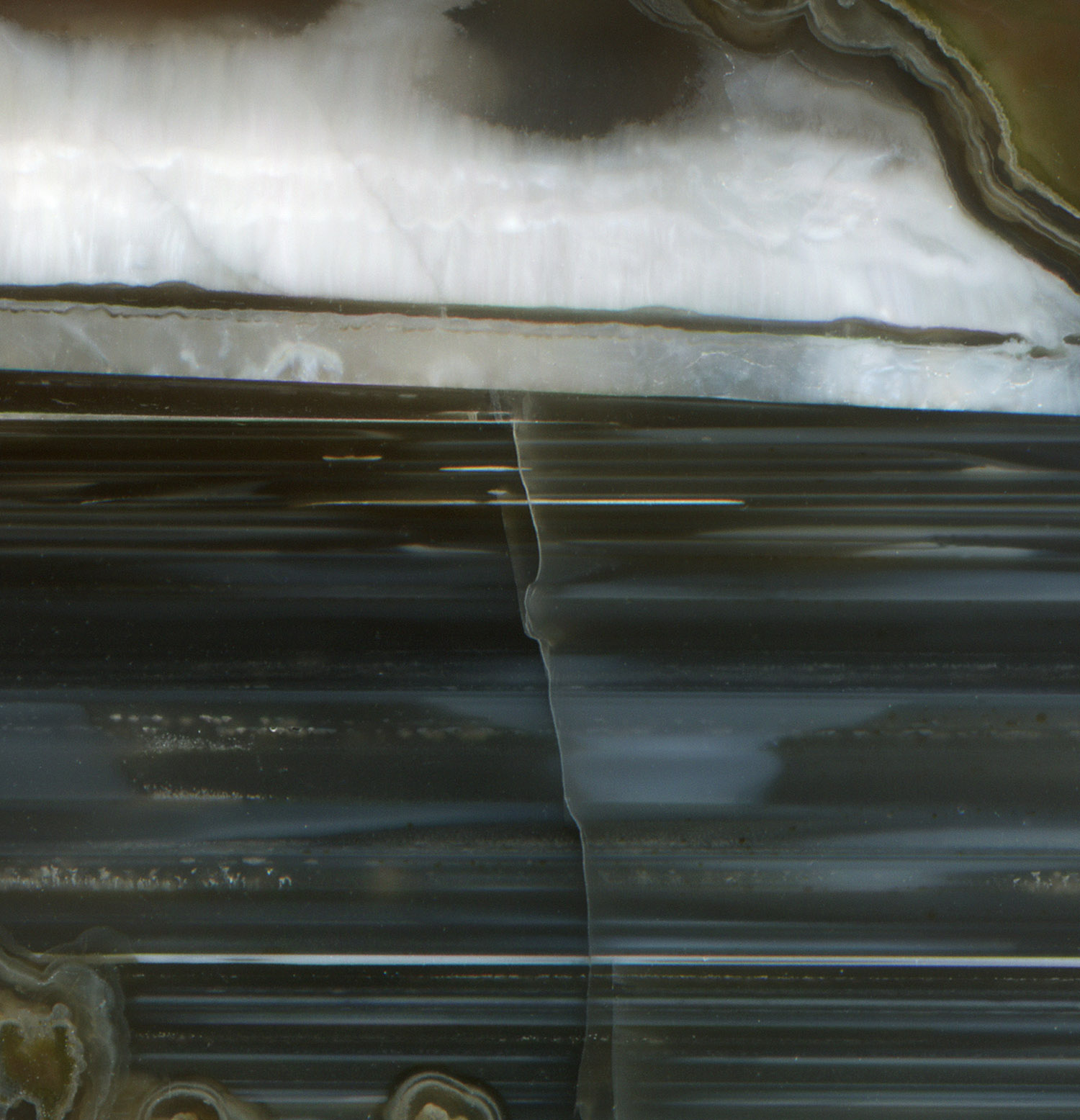 Beautiful Eddy Bed Thunderegg with Tilt Formations and Moss Streamers
